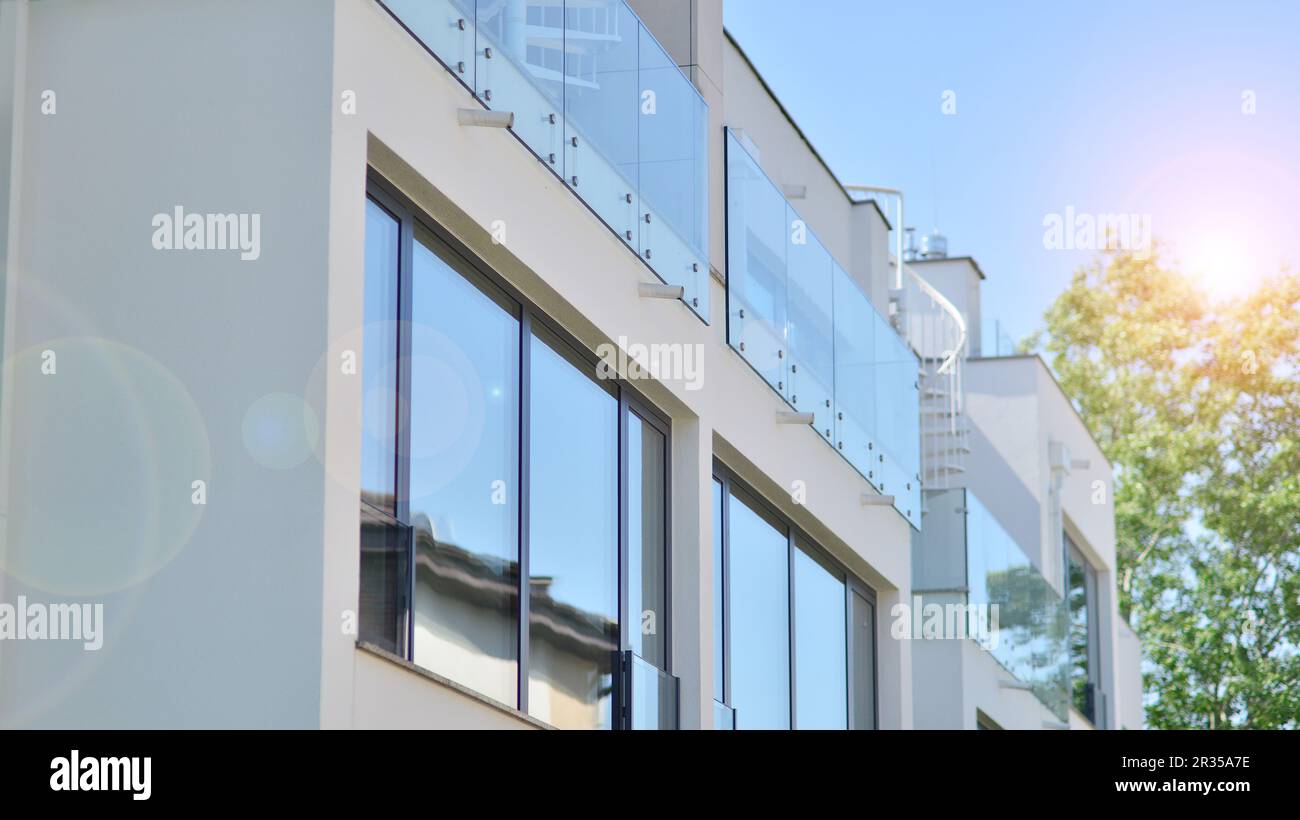 White apartment complex. A small fragment of a modern apartment ...