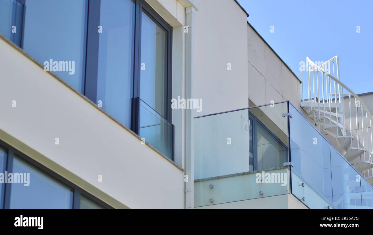 White apartment complex. A small fragment of a modern apartment ...