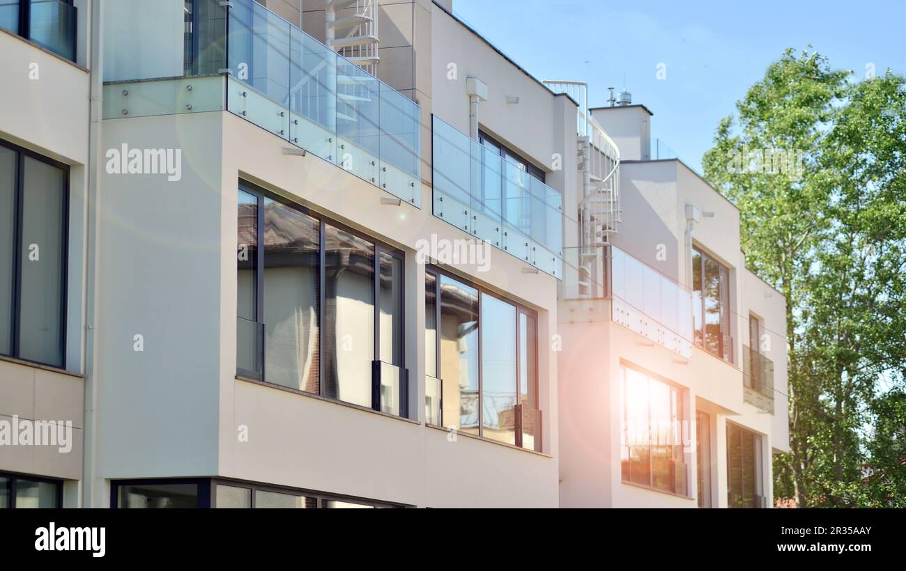 White apartment complex. A small fragment of a modern apartment ...