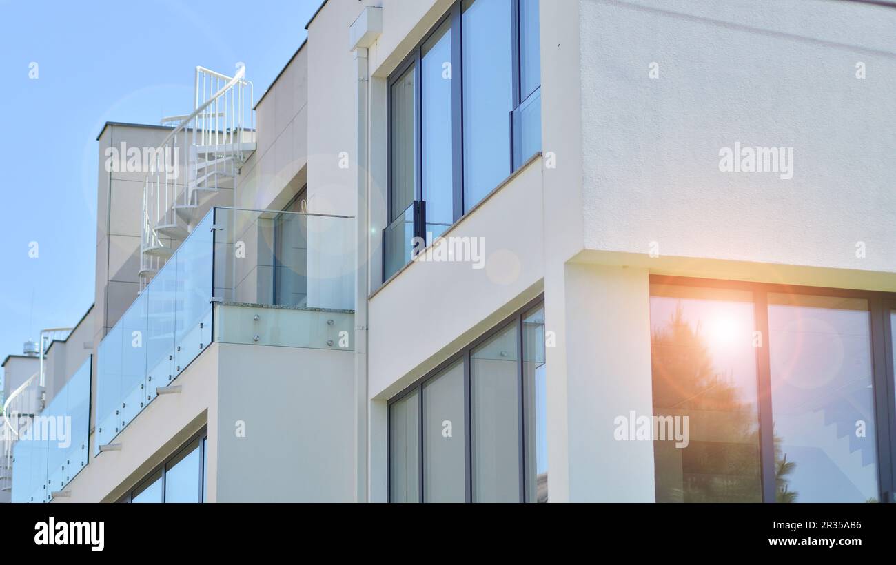 White apartment complex. A small fragment of a modern apartment ...
