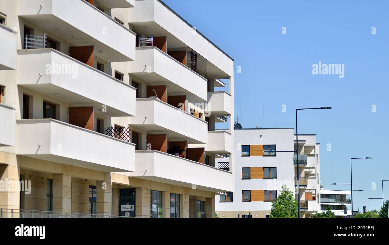 Modern apartment building in a residential area of a city Stock Photo ...