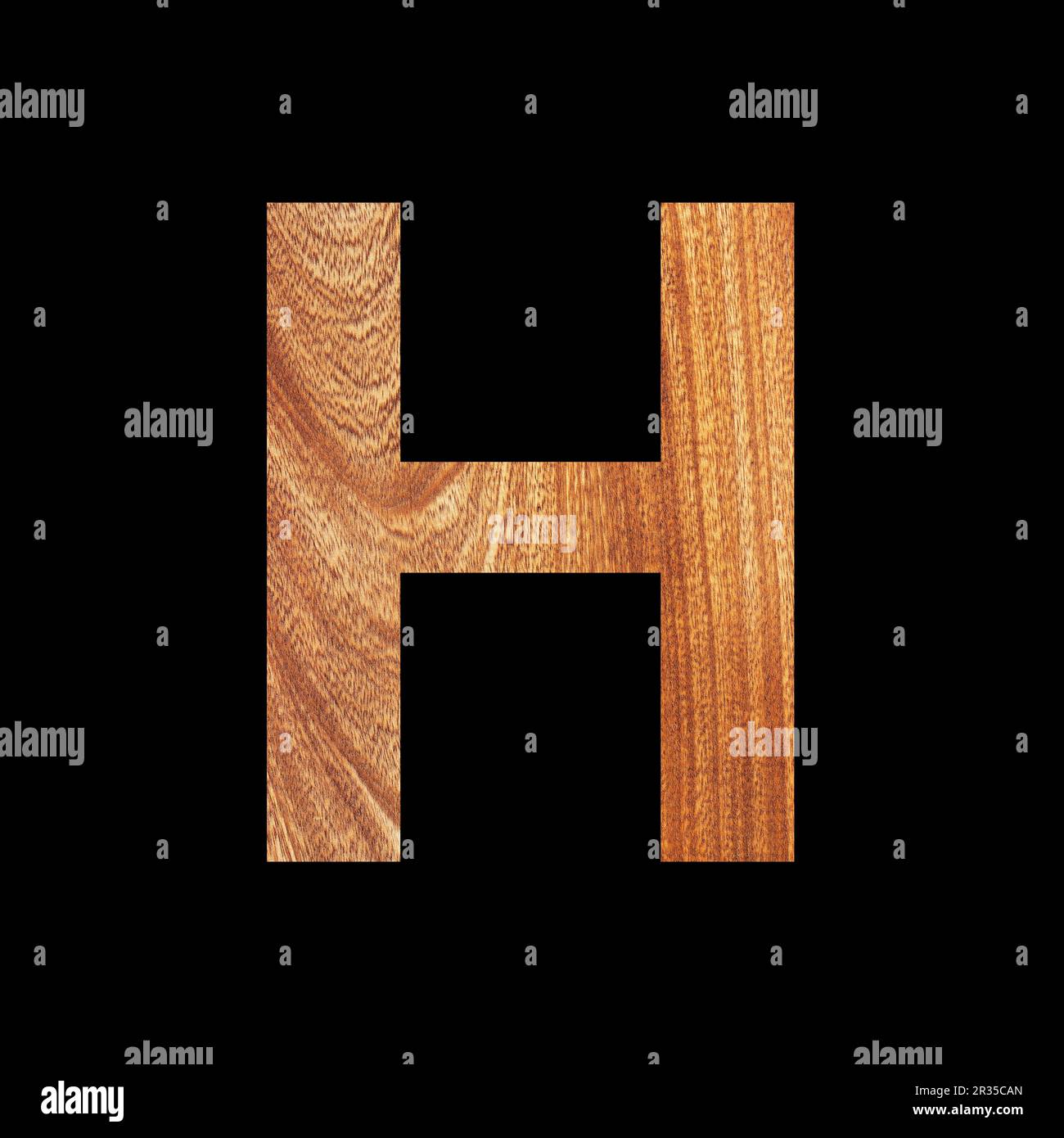 Capital letter H on oak wood background - Black background Stock Photo ...