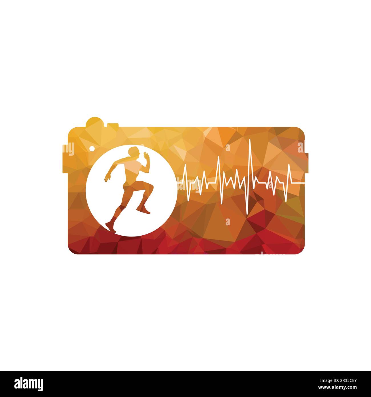 running and fitness logo design with camera shape health vector white ...