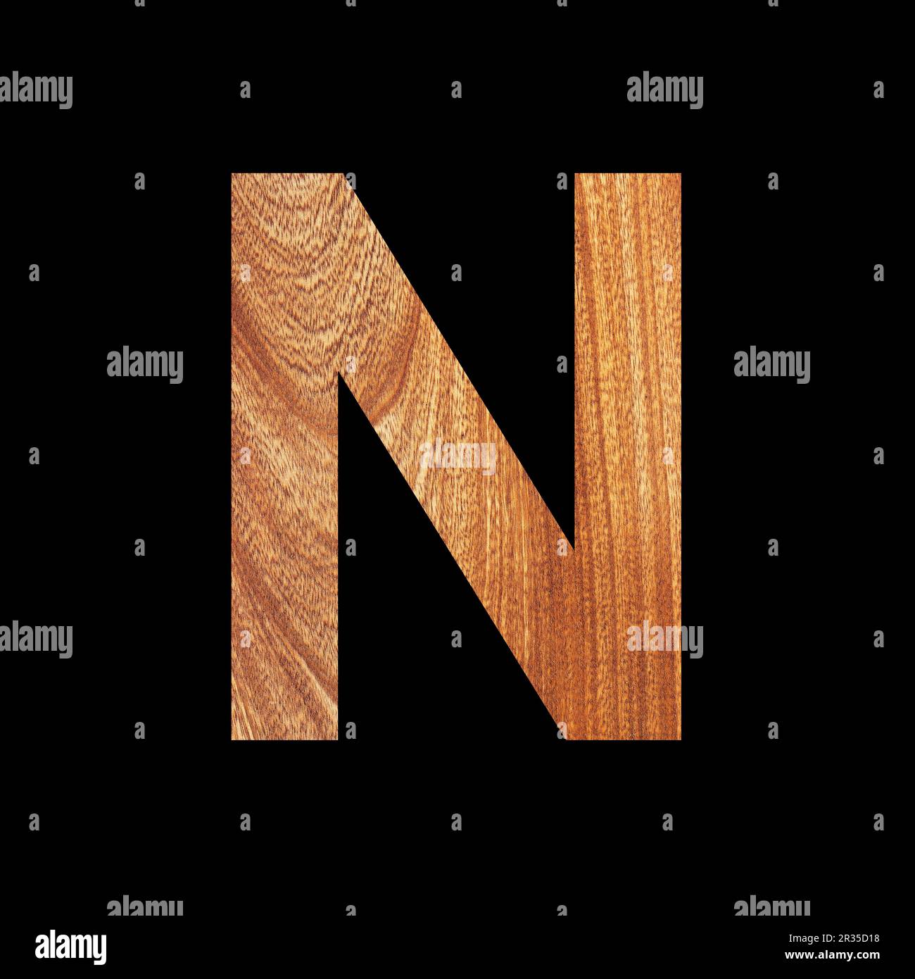 Capital letter N on oak wood background - Black background Stock Photo ...