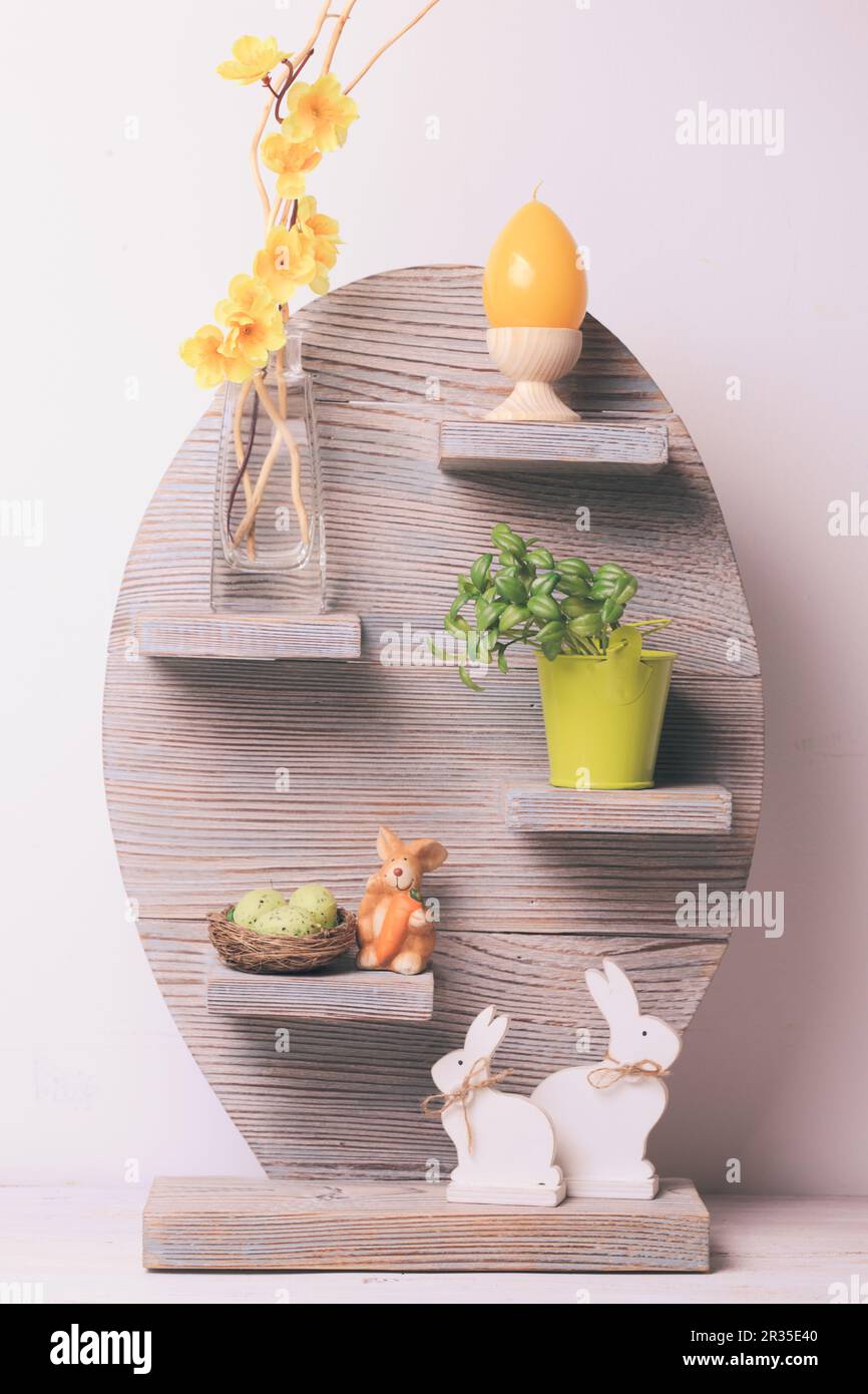 Easter shelf with decor Stock Photo - Alamy