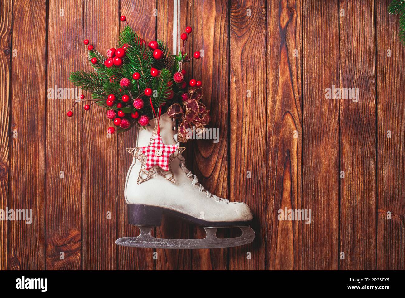 Christmas decorated skate Stock Photo - Alamy