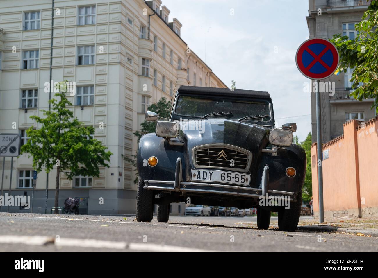 Vintage Citroën 2cv from the 70s with square headlights parked on ...