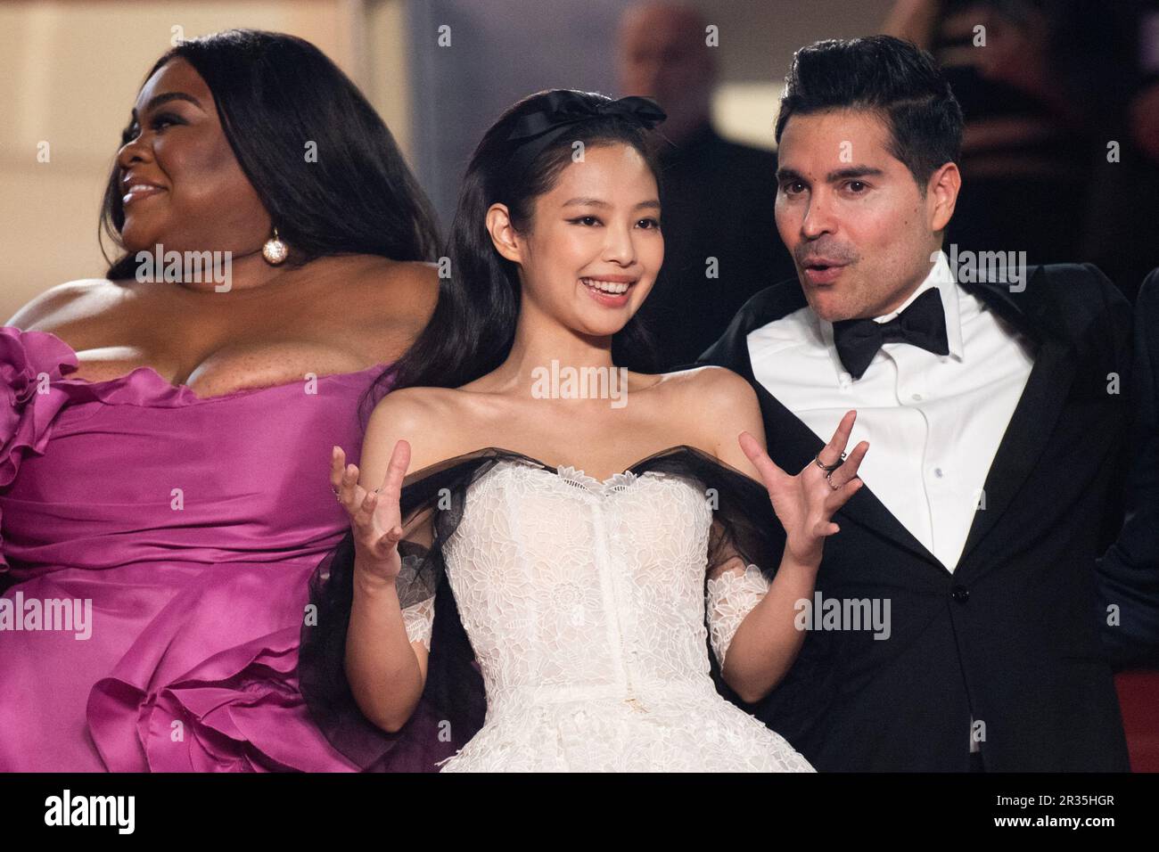 Cannes, France. 22nd May, 2023. Da'Vine Joy Randolph, Jennie Kim and Reza Fahim attending The ...