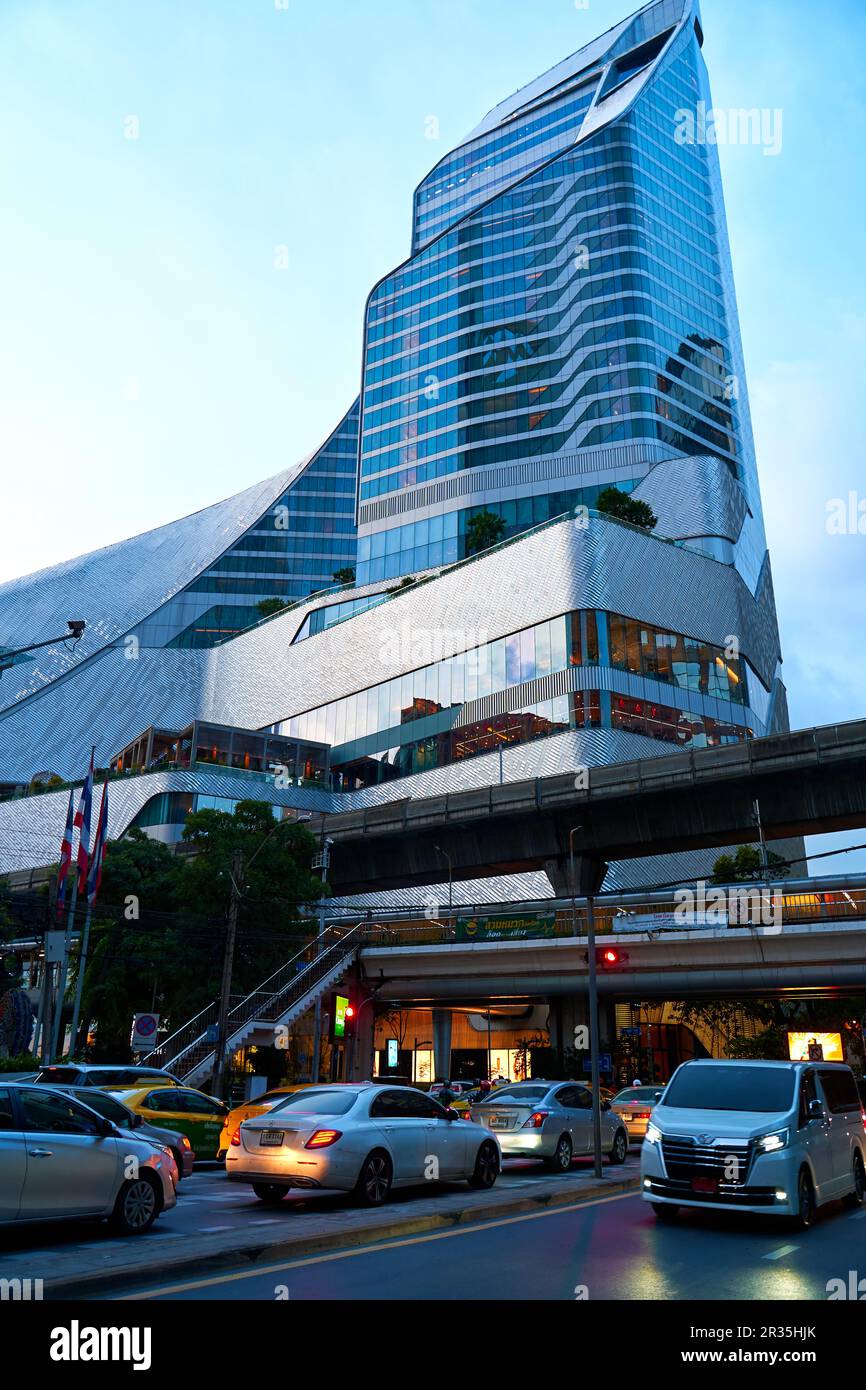 Urban Landscape of Bangkok: Elevated Walkway Over Busy Eastern Street. Bangkok, Thailand - 08.28 ...