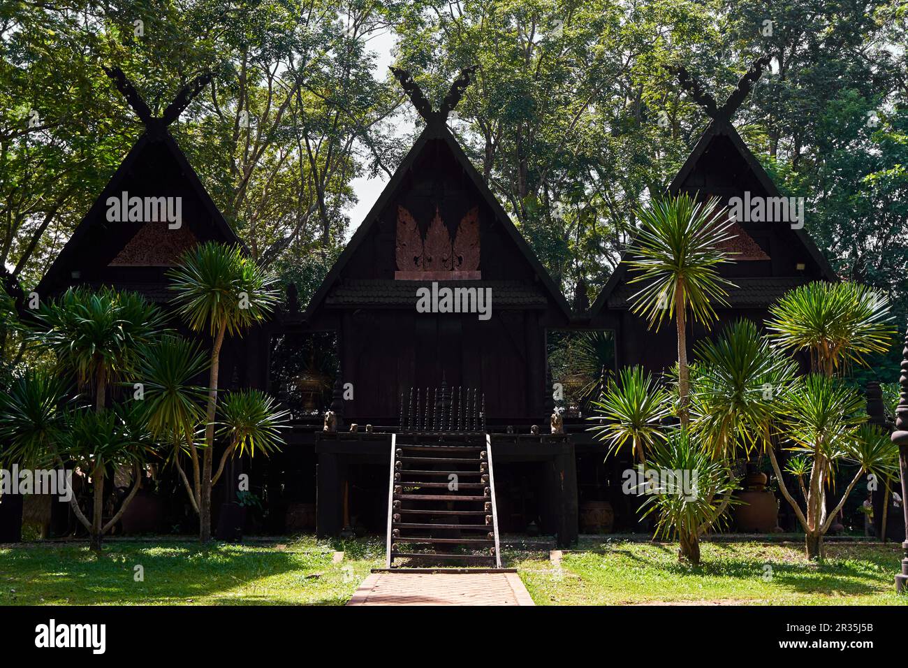 Chiang Rai, Thailand - 09.02.2022 The buildings are characterized by ...