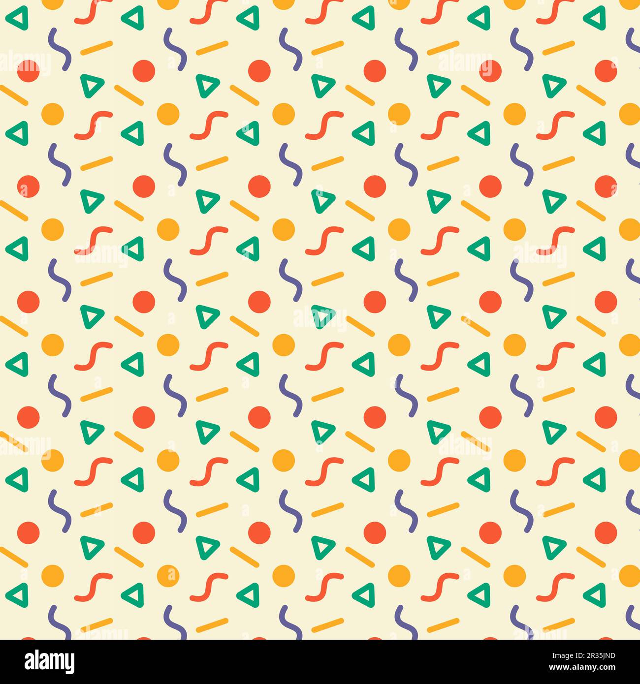 Retro Doodle Pattern With Colorful Squiggles. Vector Background ...