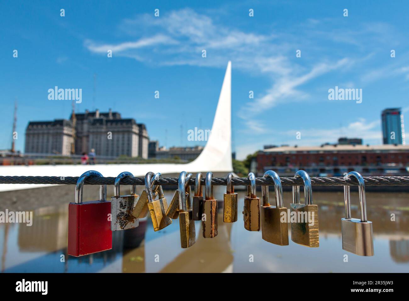 Womens Bridge with love locks, Buenos Aires Argentinien Stock Photo - Alamy