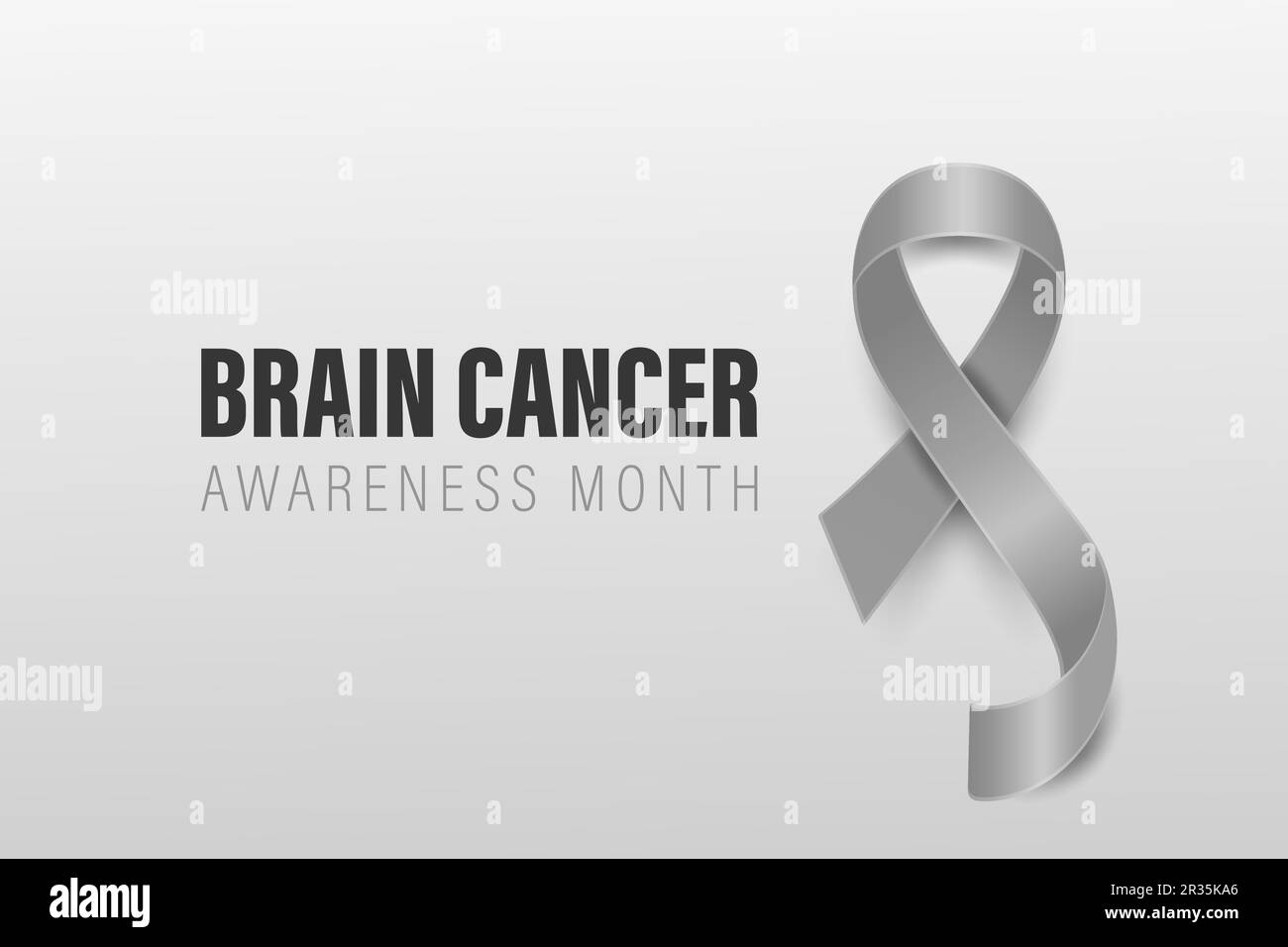 Brain Cancer Banner, Card, Placard with Vector 3d Realistic Grey Ribbon ...