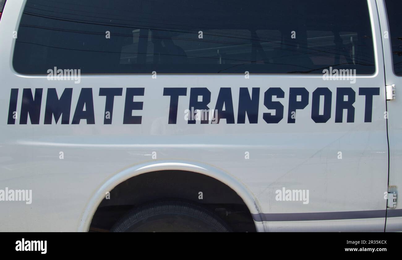 Inmate transport sign on van Stock Photo - Alamy