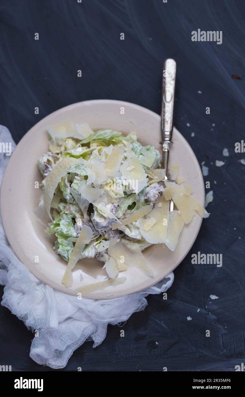 Caesar salad with Parmesan cheese (seen from above Stock Photo - Alamy