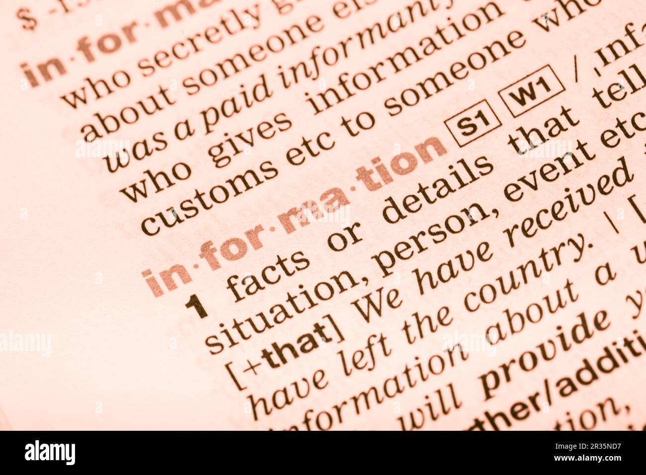 Vocabulary word information Stock Photo - Alamy