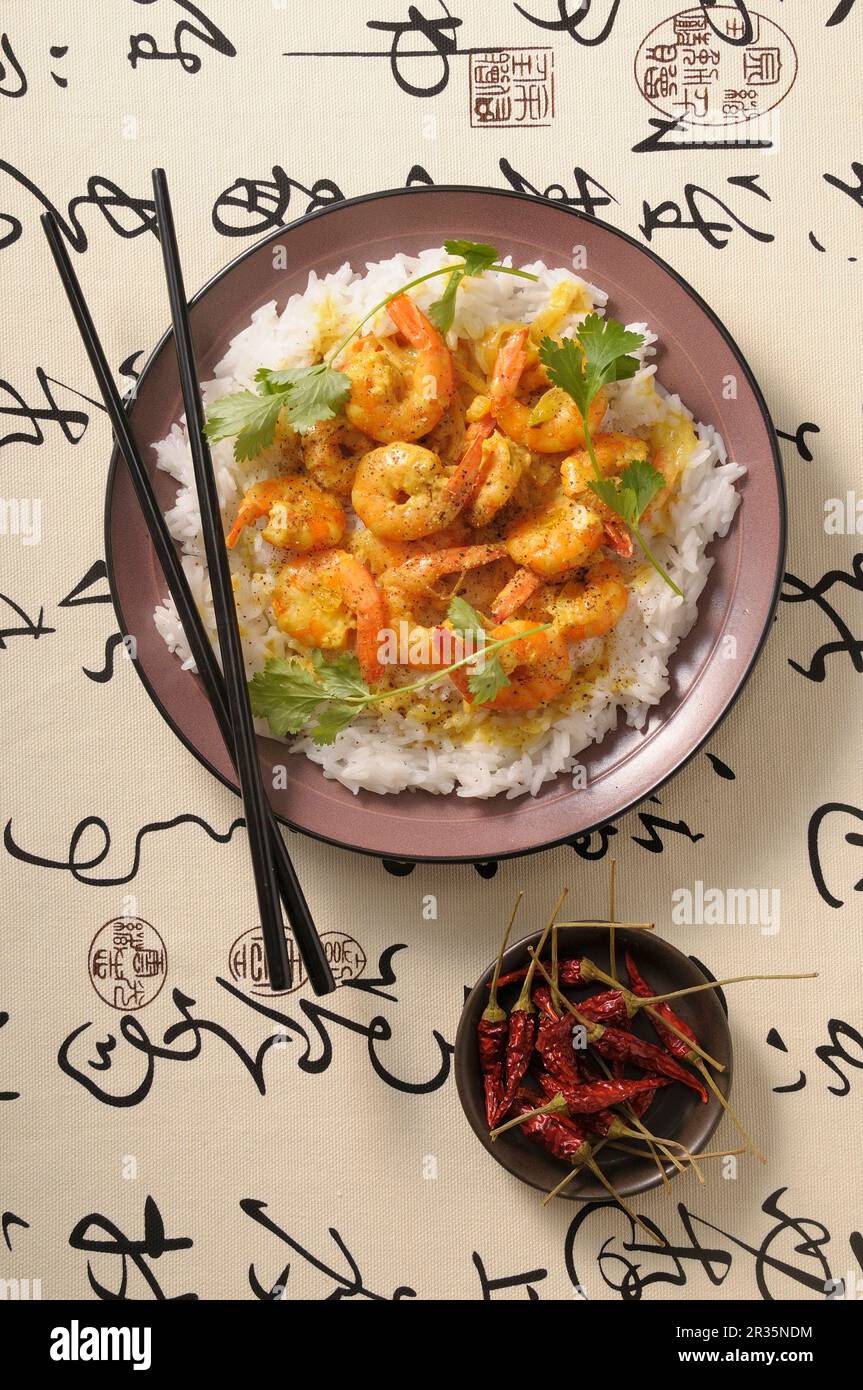 Prawn curry with rice (Thailand Stock Photo - Alamy