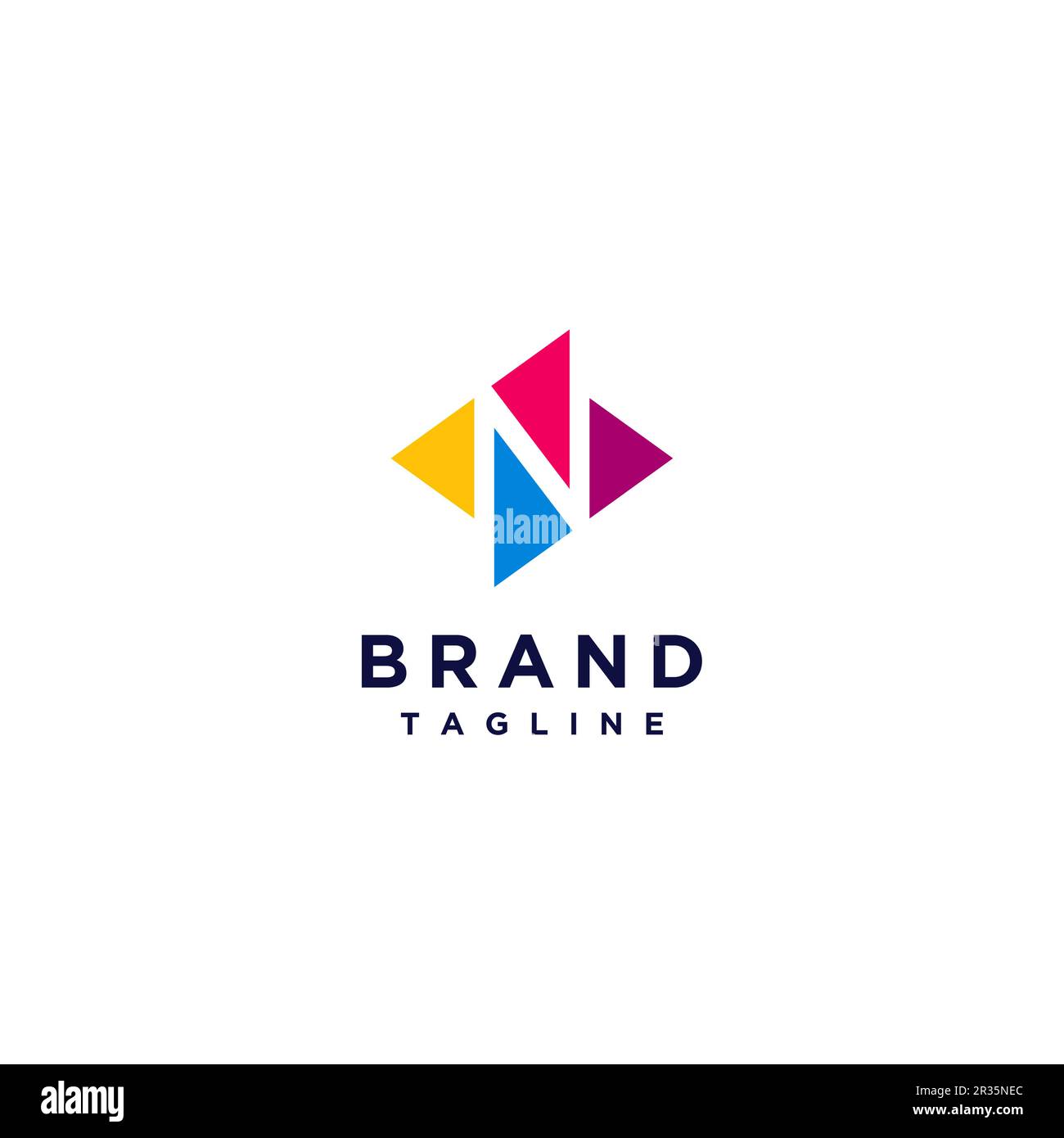 Letter N Between 4 Colorful Triangles. Minimalist logo design of four ...