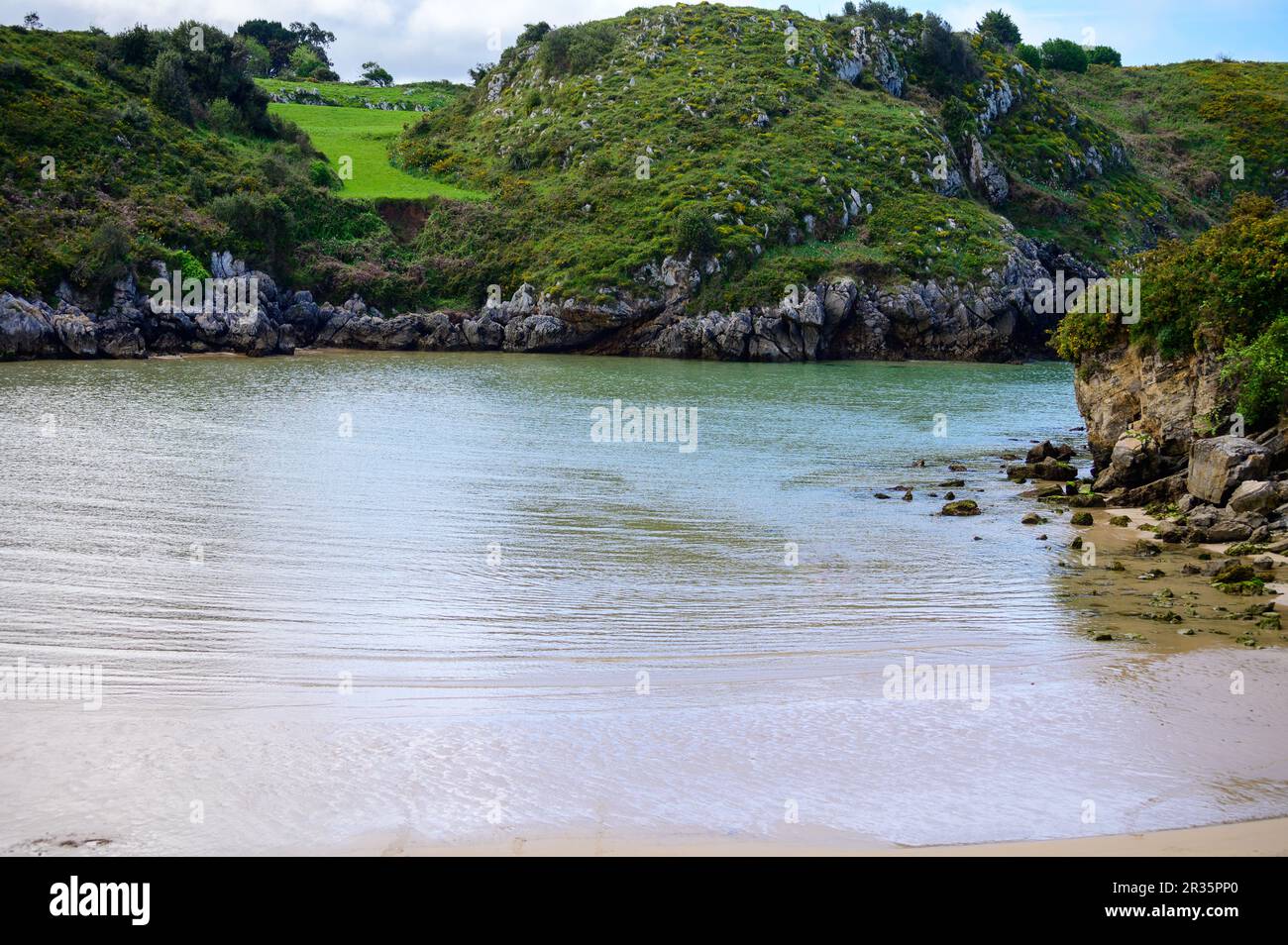 View on Playa de Poo during low tide near Llanes, Green coast of ...
