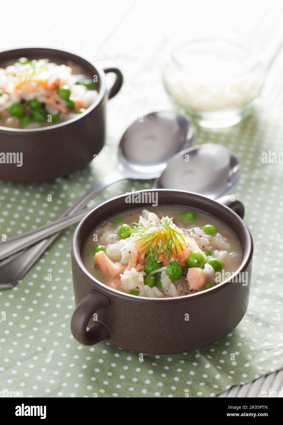 Rice and salmon and peas hi-res stock photography and images - Alamy