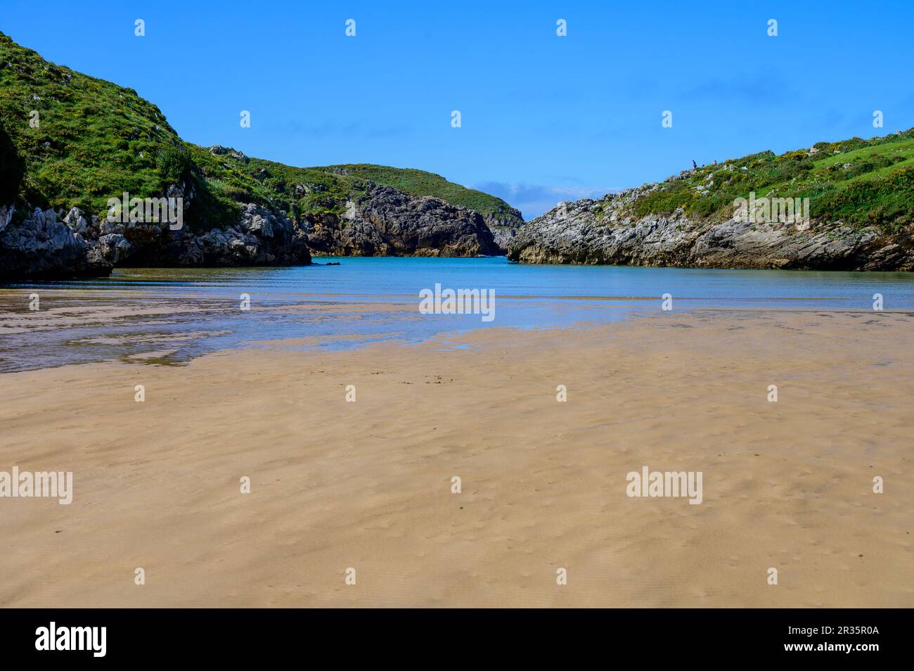 View on Playa de Poo during low tide near Llanes, Green coast of ...