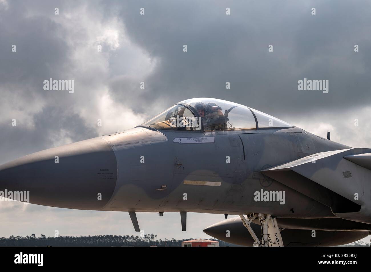 A U.S. Air Force F-15 Eagle pilot with the 194th Fighter Squadron ...