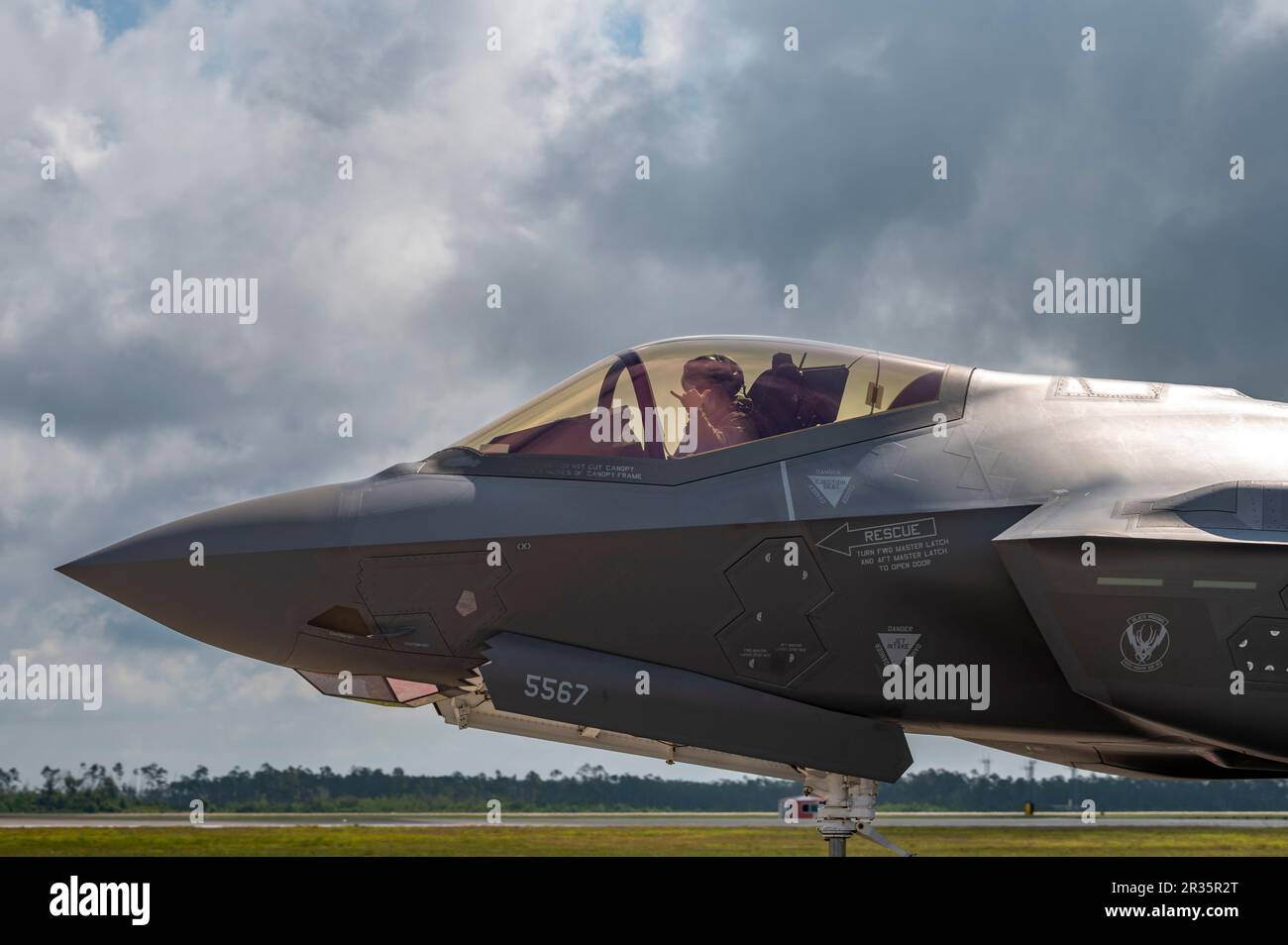 A U.S. Air Force F-35A Lightning II pilot with the 4th Fighter Squadron ...