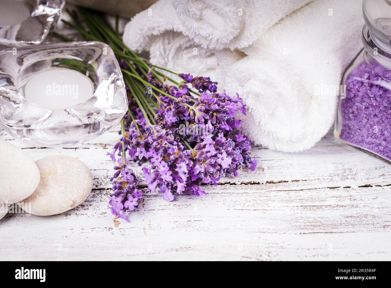 Spa with lavender Stock Photo - Alamy