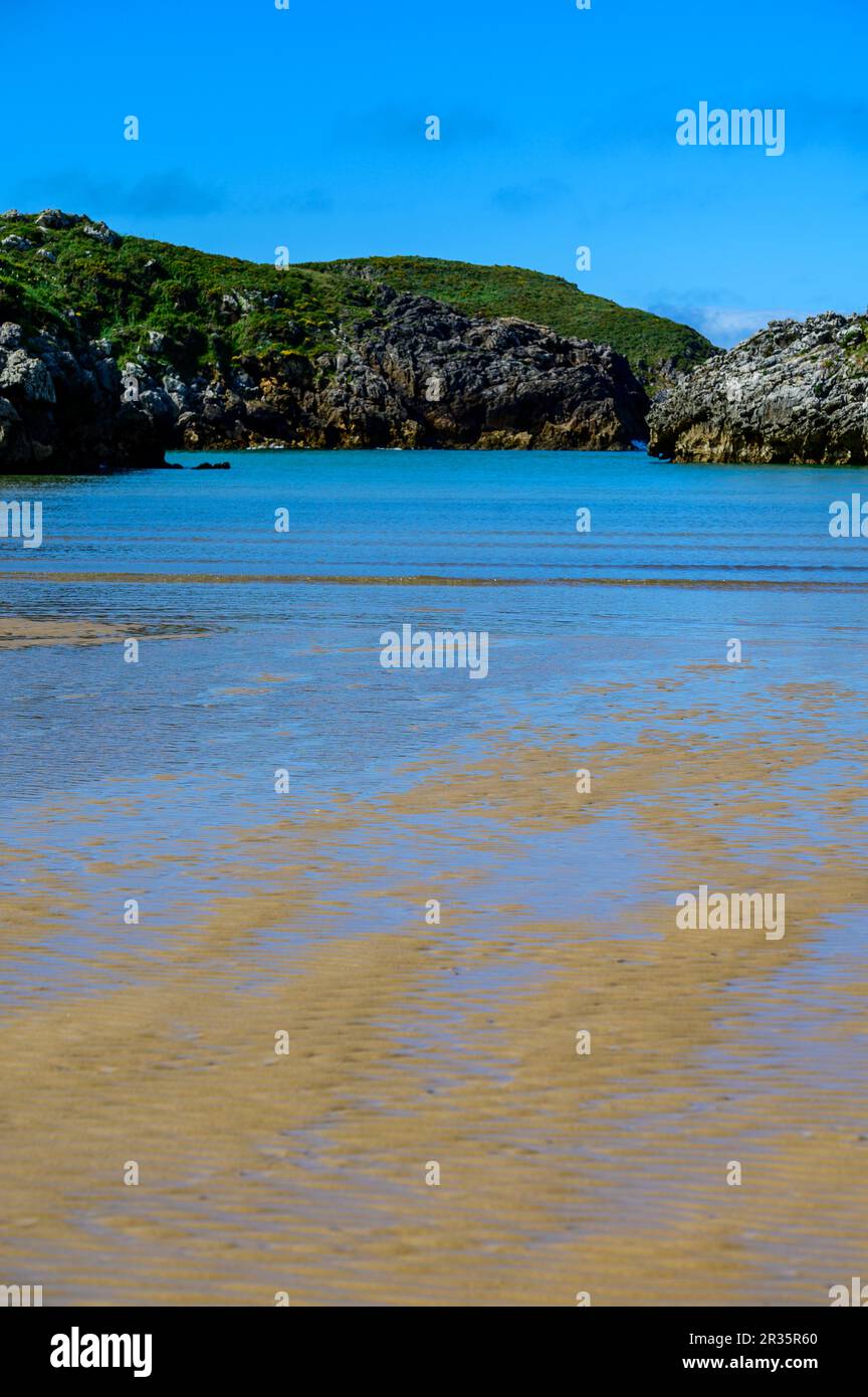 View on Playa de Poo during low tide near Llanes, Green coast of ...