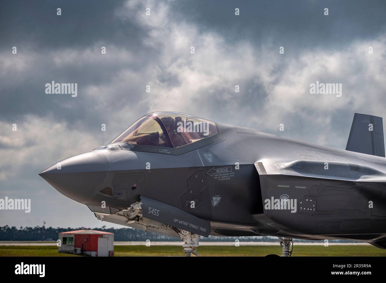 A U.S. Air Force F-35A Lightning II assigned to the 4th Fighter Squadron, Hill Air Force Base ...