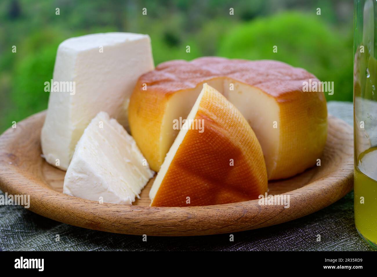 Spanish Afuega'l pitu unpasteurised cow's milk cheese and smoked cow ...