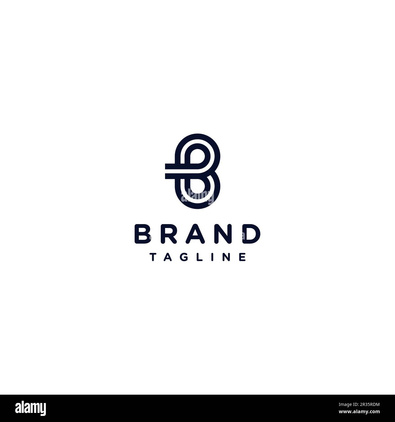 Simple Round B Letter Logo Design. Two continuous lines form a round B ...