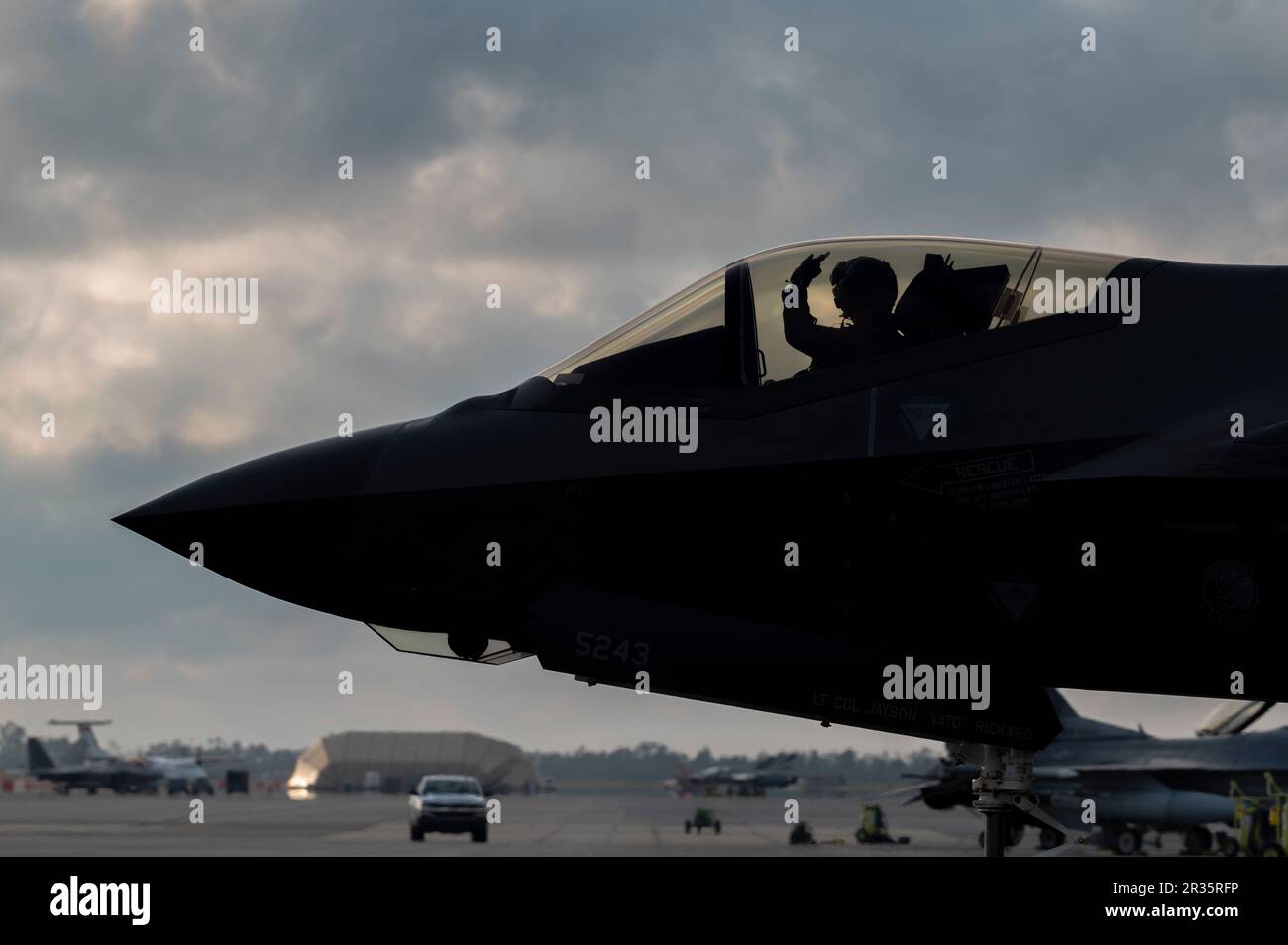 A U.S. Air Force F-35A Lightning II pilot with the 4th Fighter Squadron ...