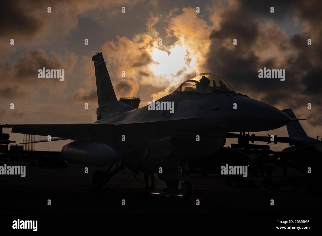 A U.S. Air Force F-16 Fighting Falcon assigned to the 93rd Fighter ...