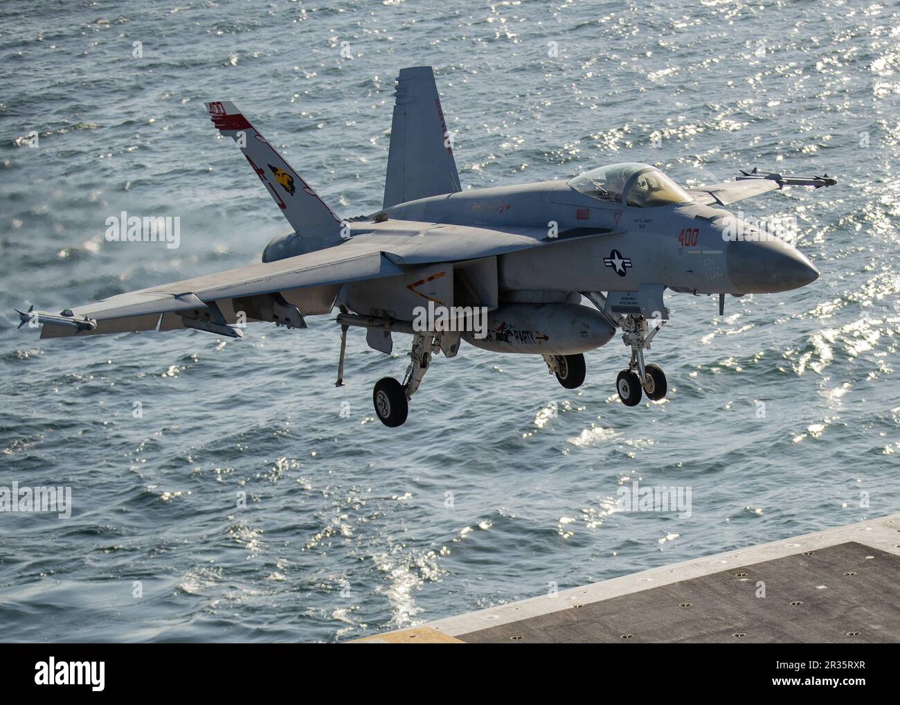 An F/A-18E Super Hornet, attached to the "Golden Warriors" of Strike ...