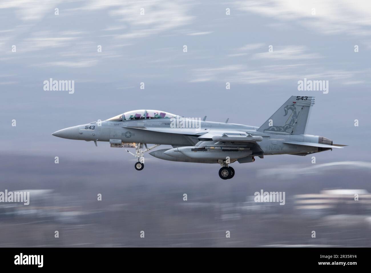 A U.S. Navy EA-18G Growler assigned to the Electronic Attack Squadron ...