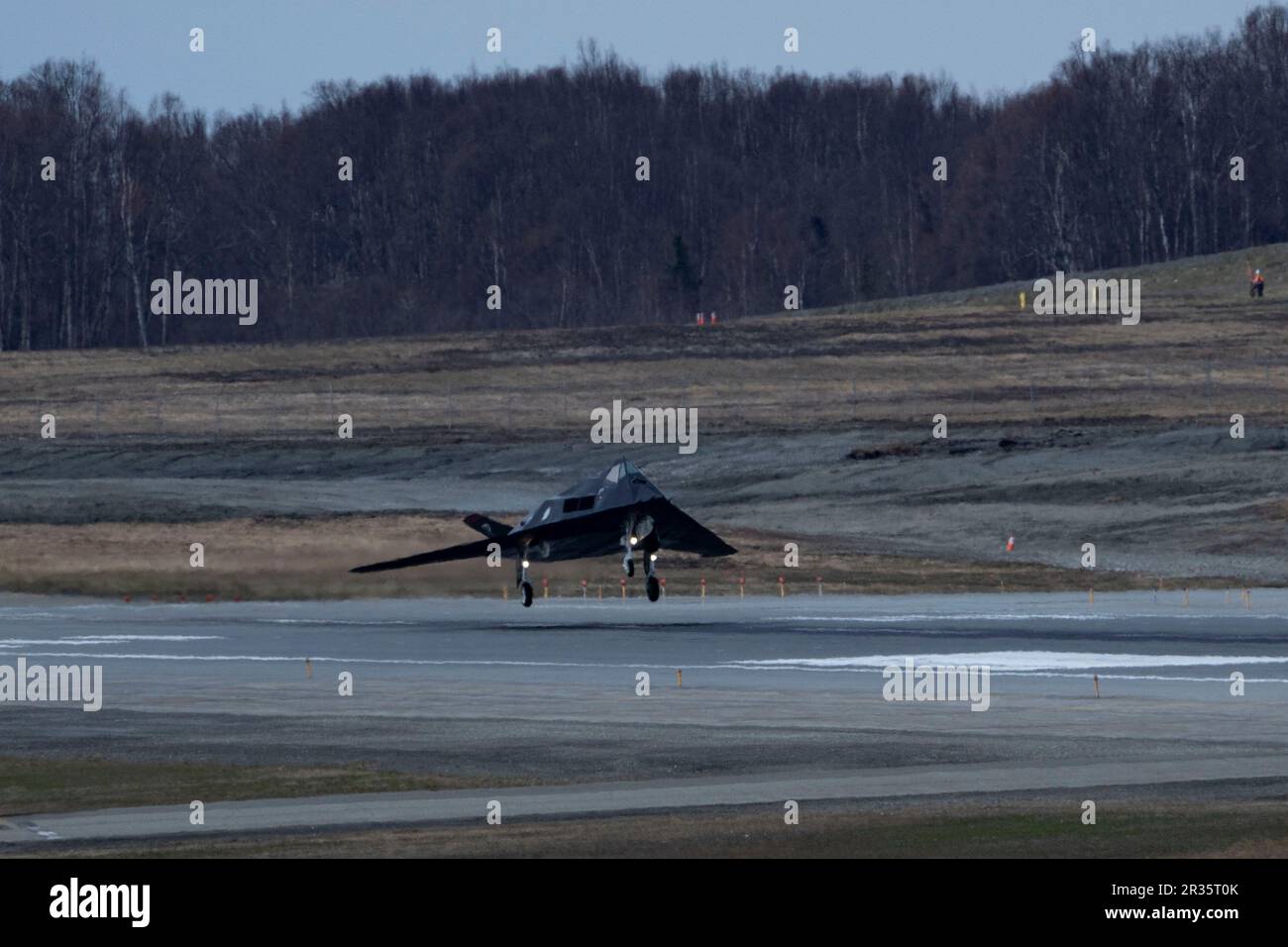 A U.S. Air Force F-117 Nighthawk lands during Northern Edge 23-1 at ...