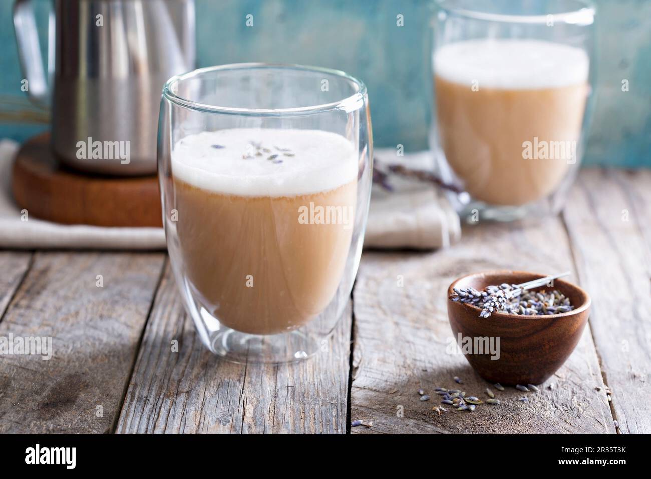 Earl Grey latte with lavender Stock Photo - Alamy