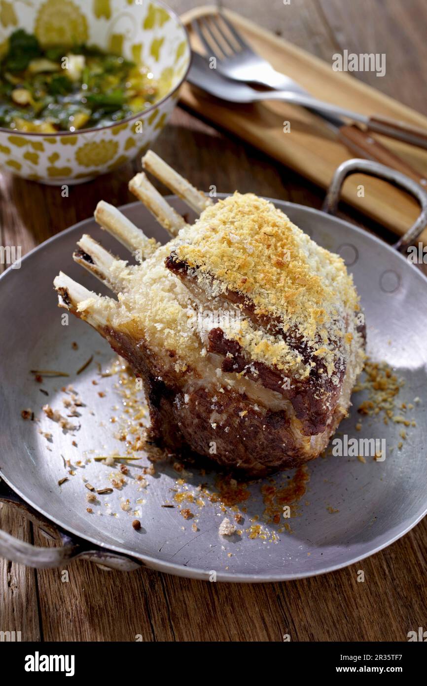 Rack of lamb with a cheese crust Stock Photo - Alamy