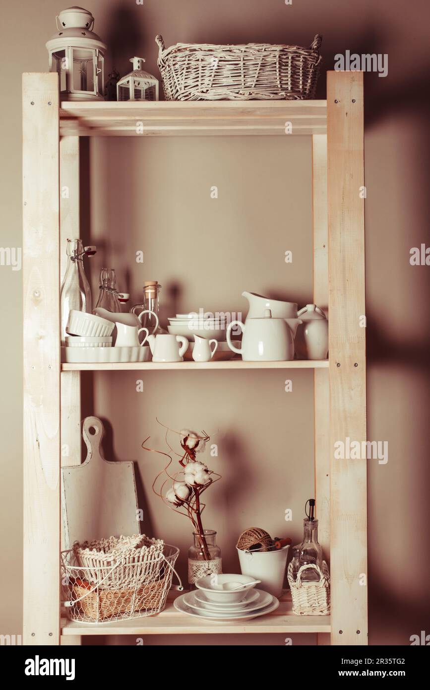 Shelves in the rack Stock Photo - Alamy