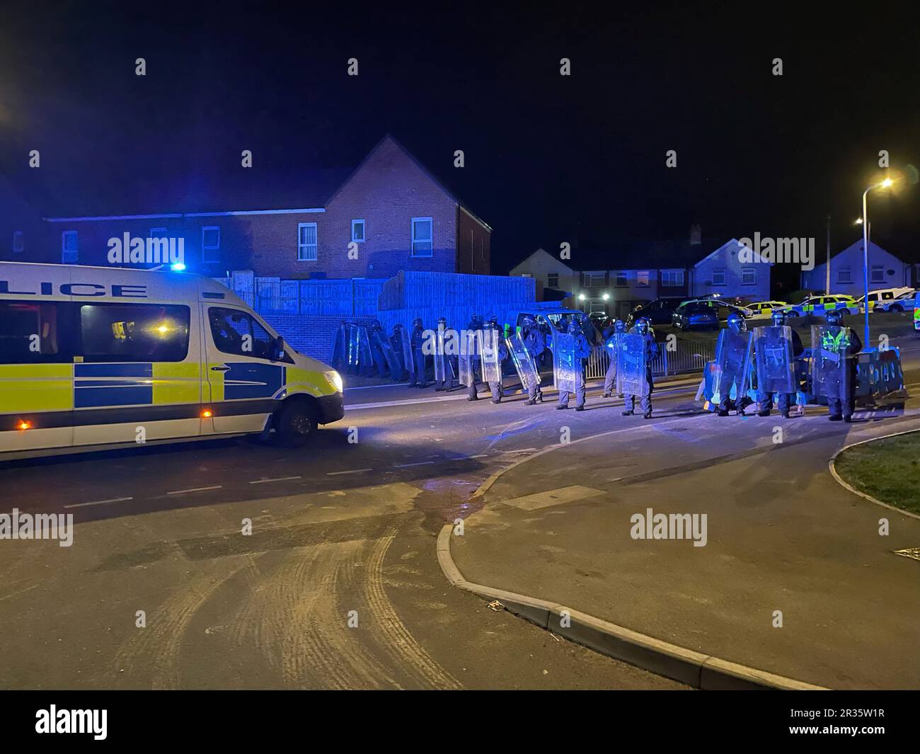 Police officers on Wilson Road in Cardiff as they face a "large scale ...