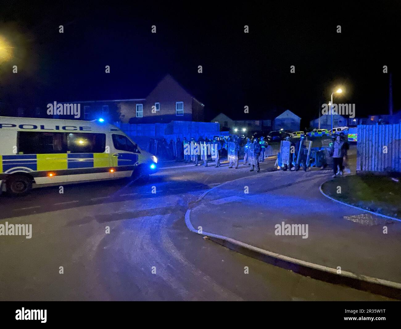 Police officers on Wilson Road in Cardiff as they face a "large scale ...