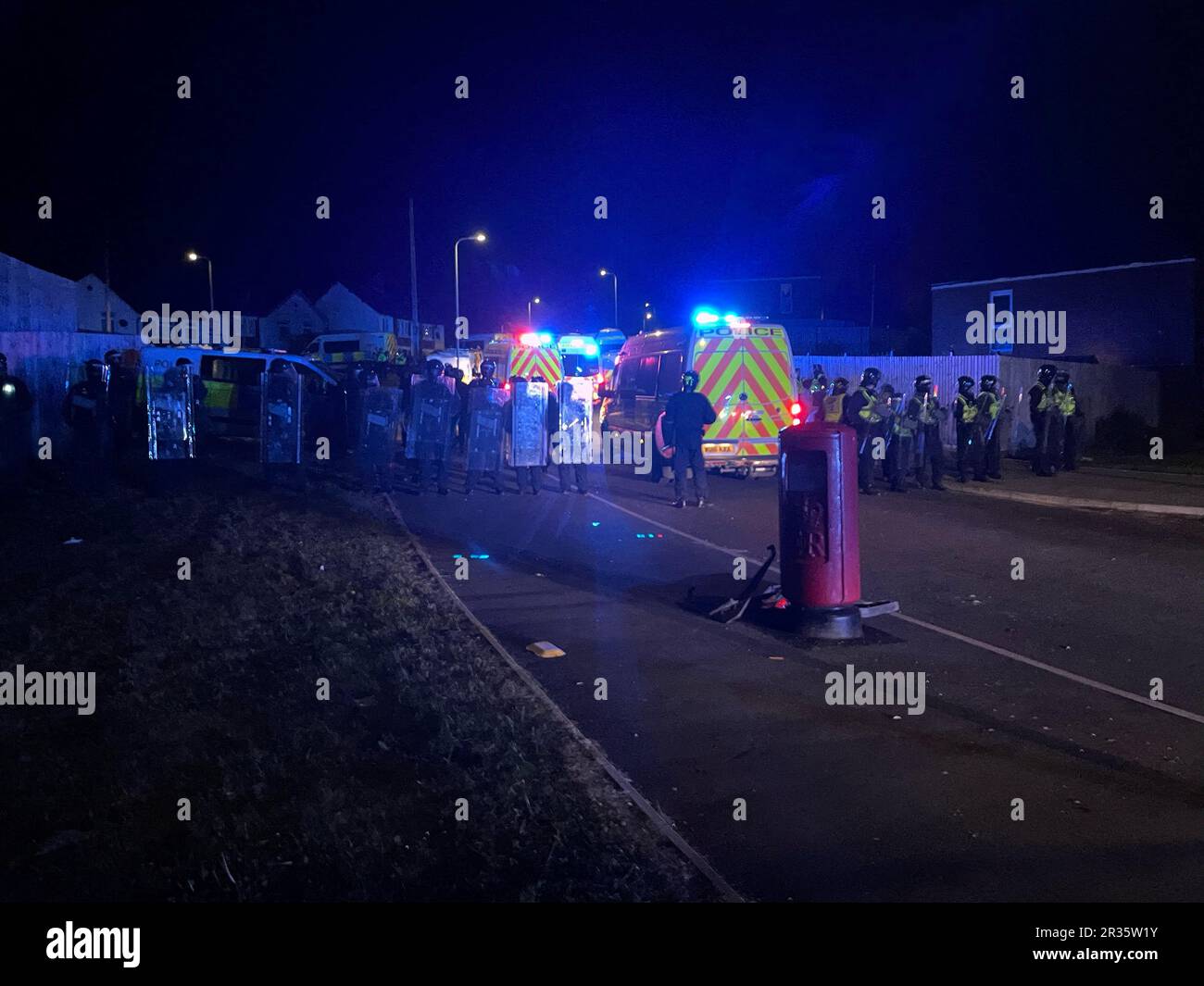 Police officers on Wilson Road in Cardiff as they face a "large scale ...