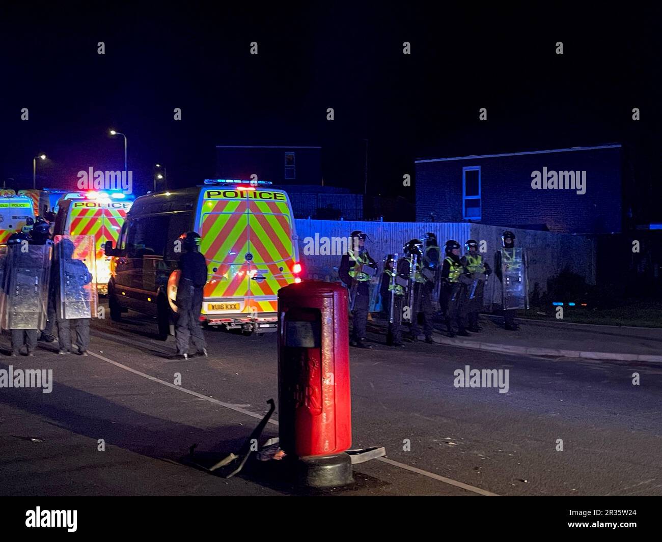 Police officers on Wilson Road in Cardiff as they face a "large scale ...