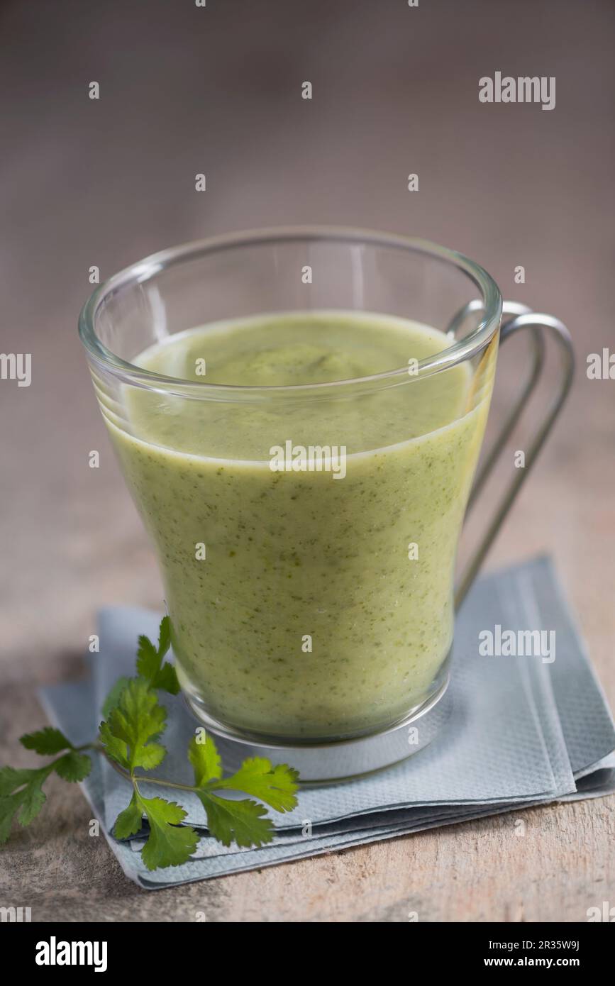 Mexican coriander soup in a glass cup Stock Photo - Alamy