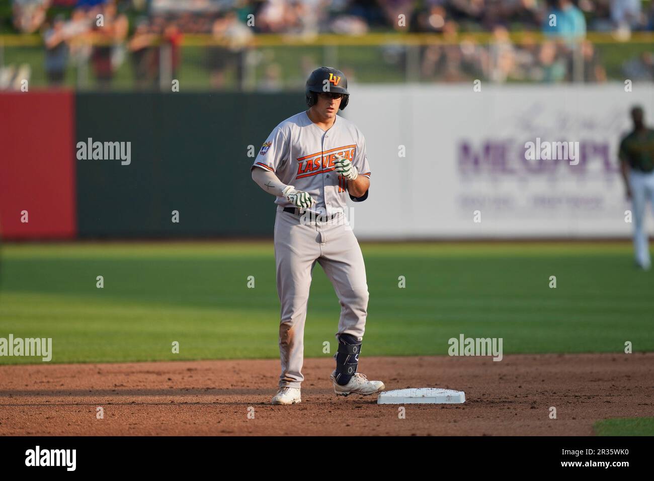 Salt Lake UT, USA. 20th May, 2023. Las Vegas third baseman Jonah Bride ...