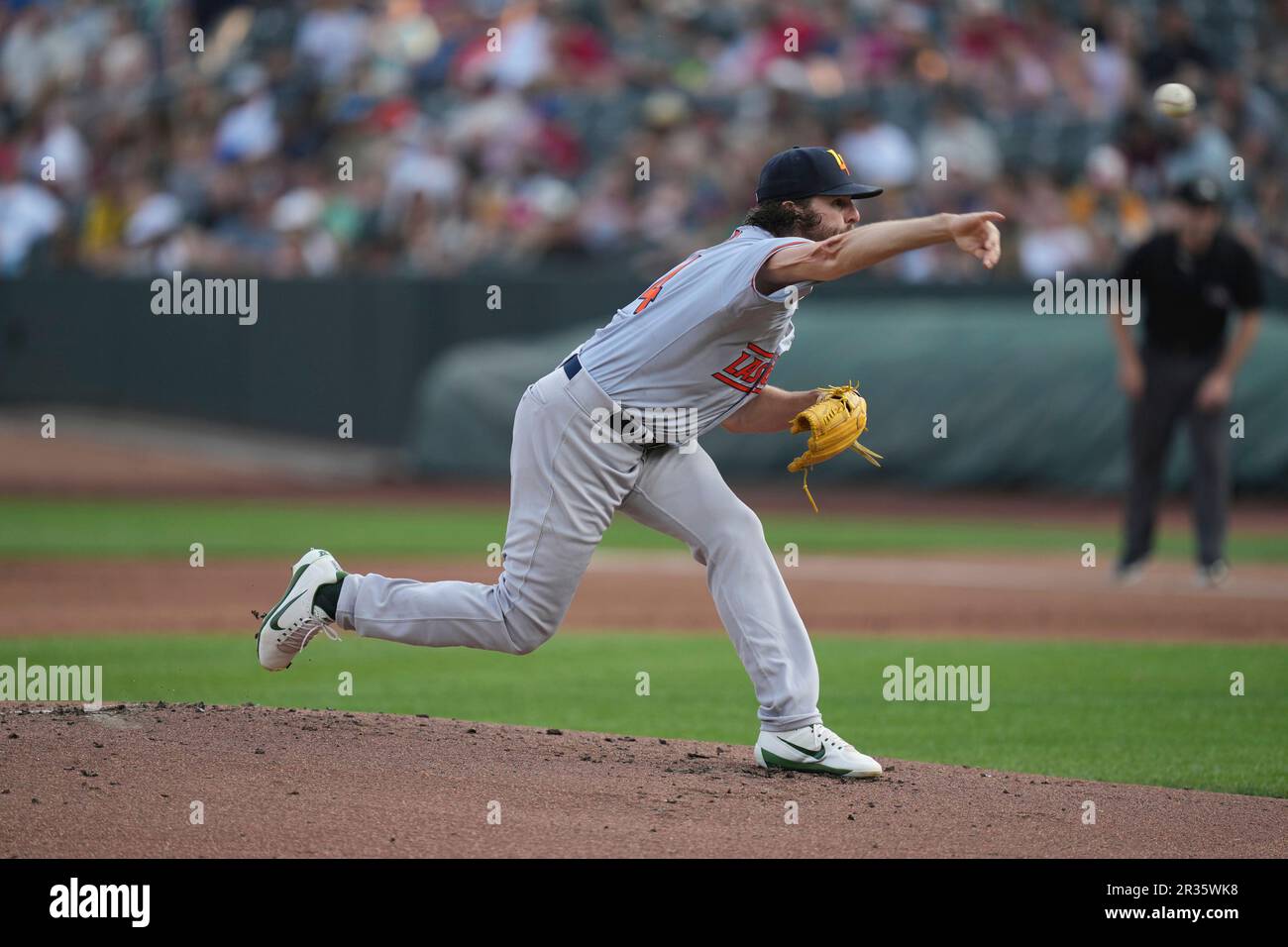 Salt Lake UT, USA. 20th May, 2023. Las Vegas pitcher Bryce Conley (14 ...