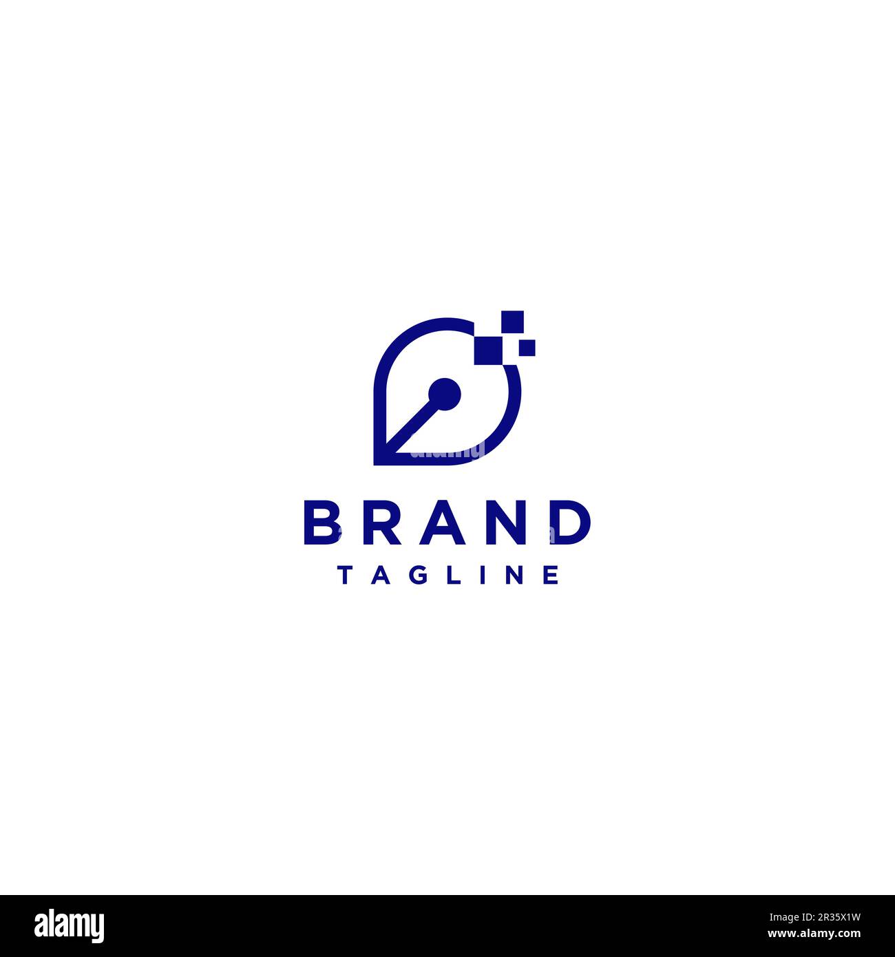 Pen Tip Logo Design with Pixel Accent. Simple education logo design ...