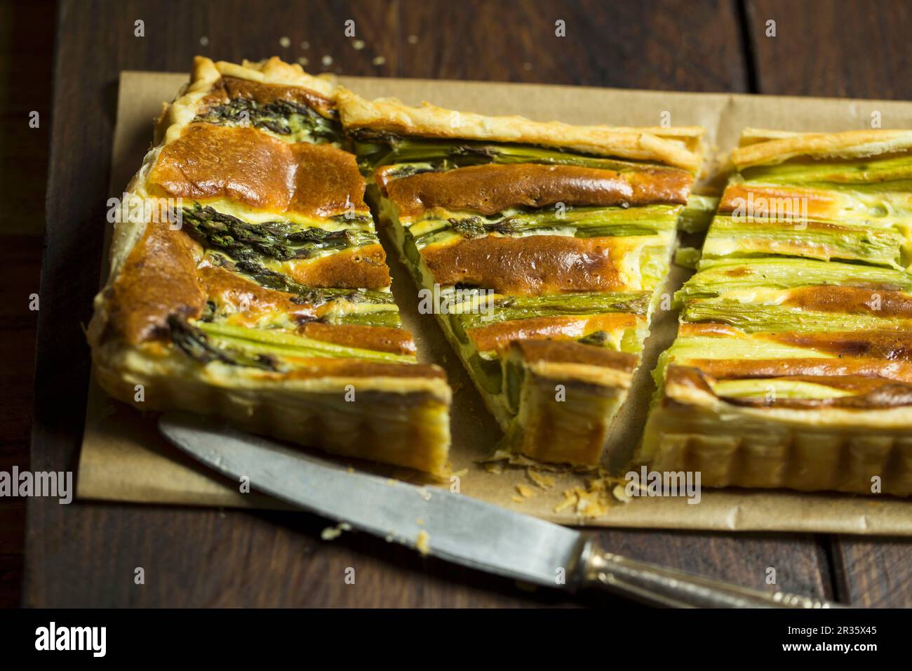 Asparagus tart with a puff pastry base Stock Photo - Alamy