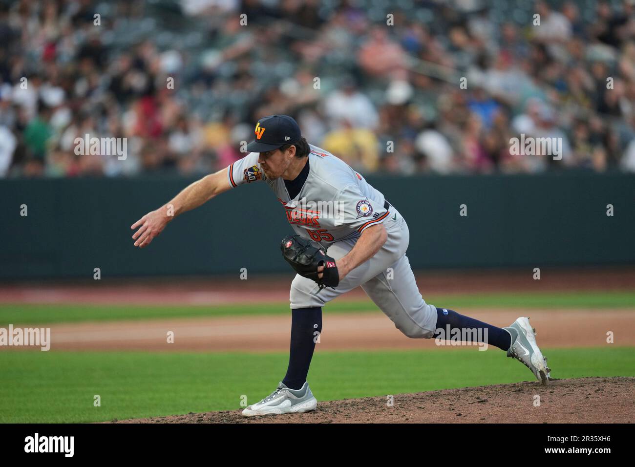Salt Lake UT, USA. 20th May, 2023. Las Vegas pitcher Trevor May (65 ...